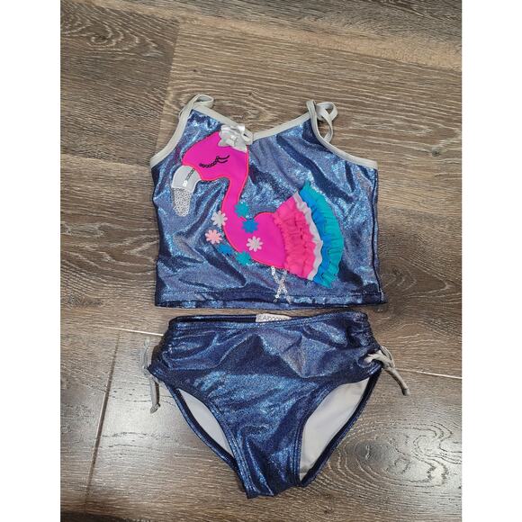 Flapdoodles | Swim | Flapdoodles Girls Flamingo Shimmer Sparkle Blue ...